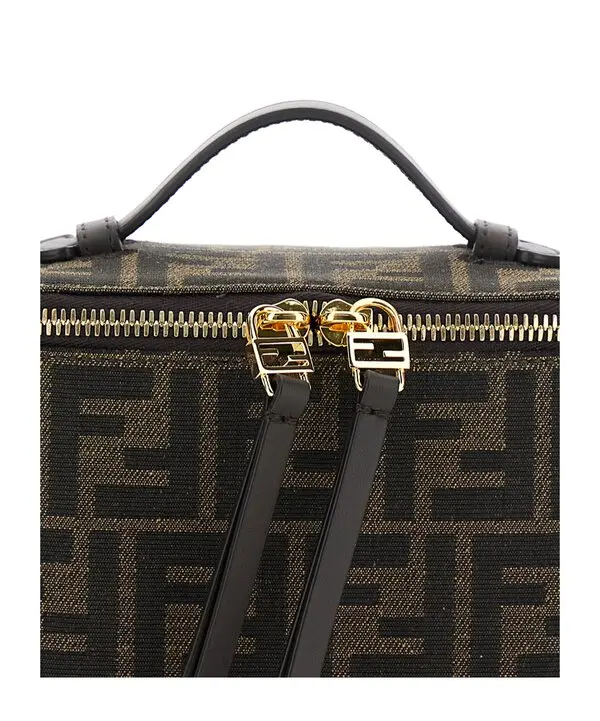 Fendi Vanity Jacquard Ff Top Handle Bag - Black