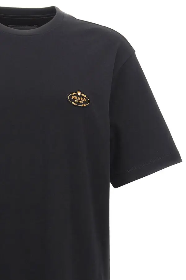 Prada Logo-embroidered Crewneck T-shirt