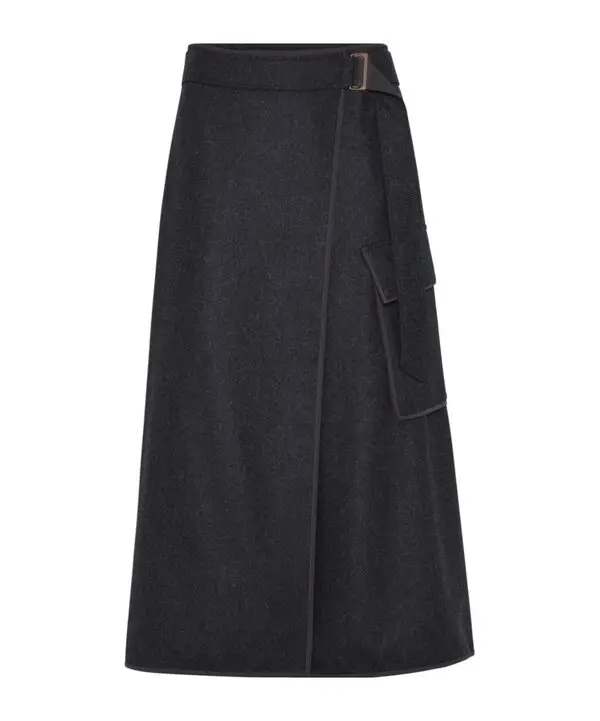 Brunello Cucinelli Wrap Midi Skirt - Medium Gray
