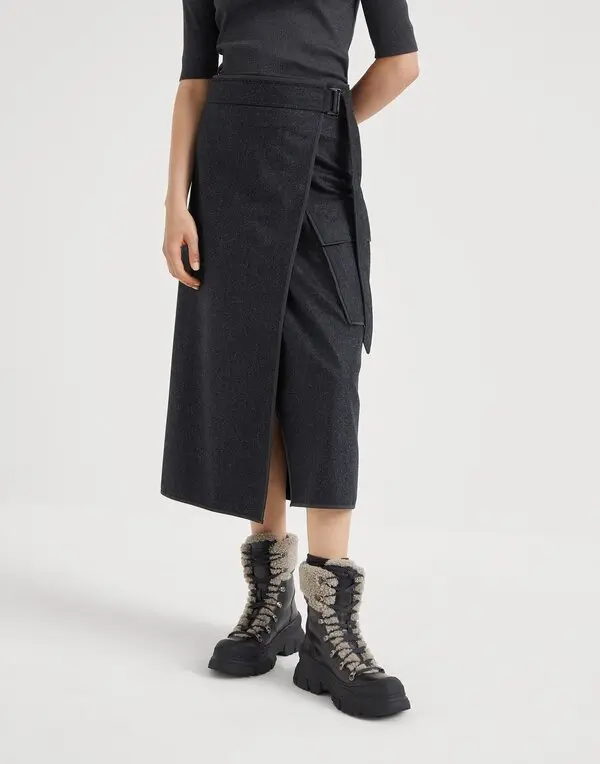 Brunello Cucinelli Wrap Midi Skirt - Medium Gray