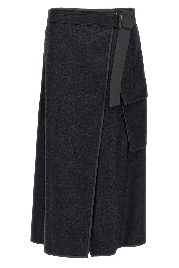 Brunello Cucinelli Wrap Midi Skirt