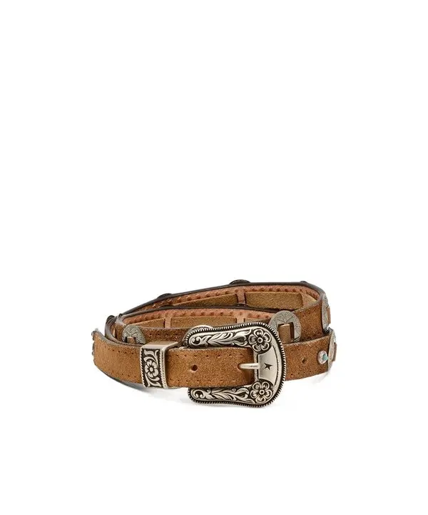 GOLDEN GOOSE Thin Lace Belt - Hazelnut Color