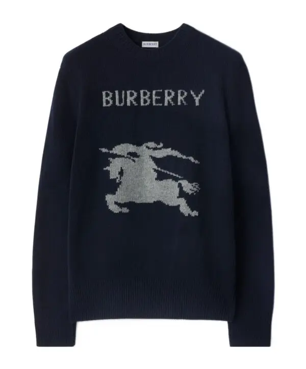 Burberry Logo Detailed Crewneck Jumper - Navy