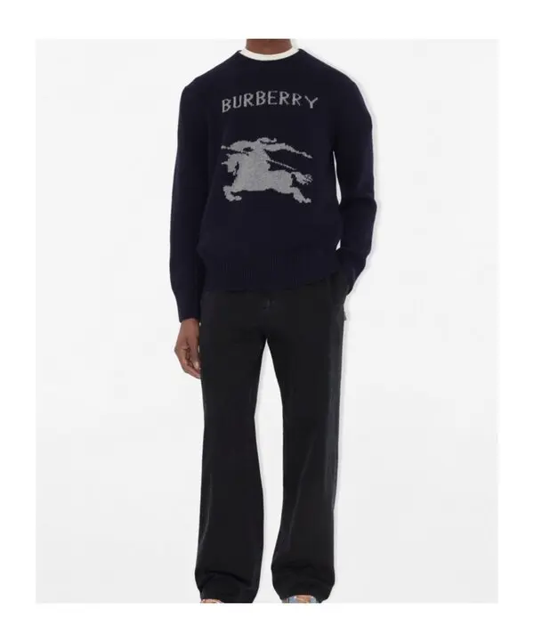 Burberry Logo Detailed Crewneck Jumper - Navy