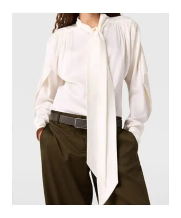 Stella McCartney Tie Neck Long Sleeve Shirt With Shoulder Pads