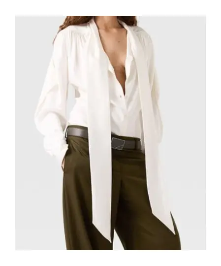 Stella McCartney Tie Neck Long Sleeve Shirt With Shoulder Pads