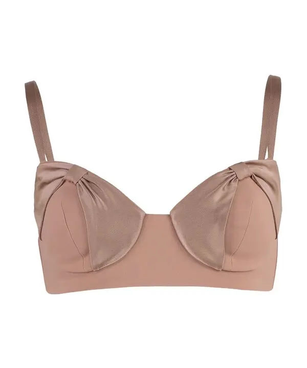 Elisabetta Franchi Satin Bows Crêpe Top - Beige