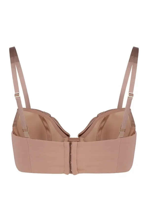 Elisabetta Franchi Satin Bow Detail Crêpe Top - Beige