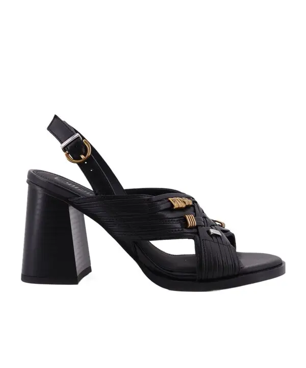 Pinko Woven Detail Heeled Sandals - Black