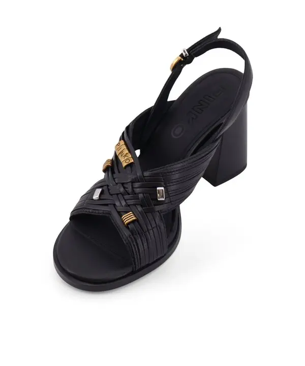 Pinko Woven Detail Heeled Sandals