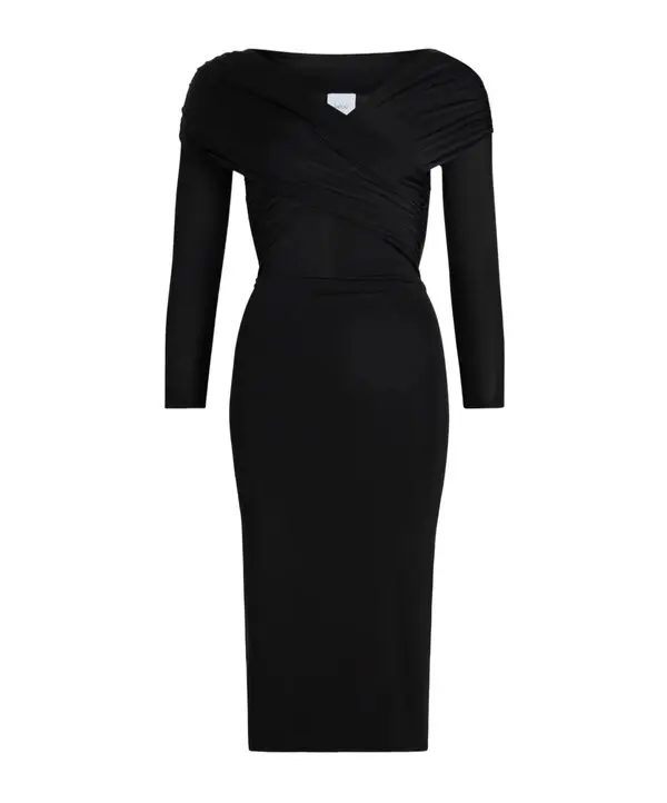 PATOU Draped Wrap Long-sleeve Dress