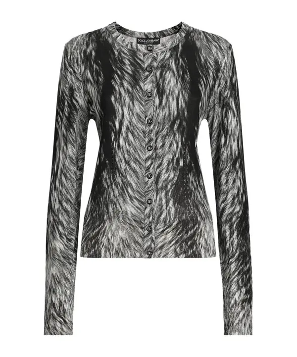 Dolce & Gabbana Fur-print Knit Cardigan - Ash