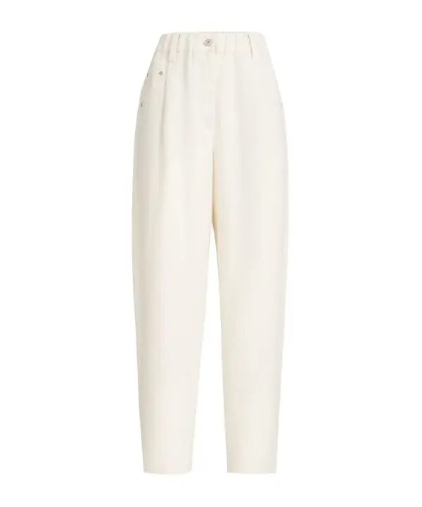 Brunello Cucinelli Elasticated Waist Straight Leg Trousers - Ivory