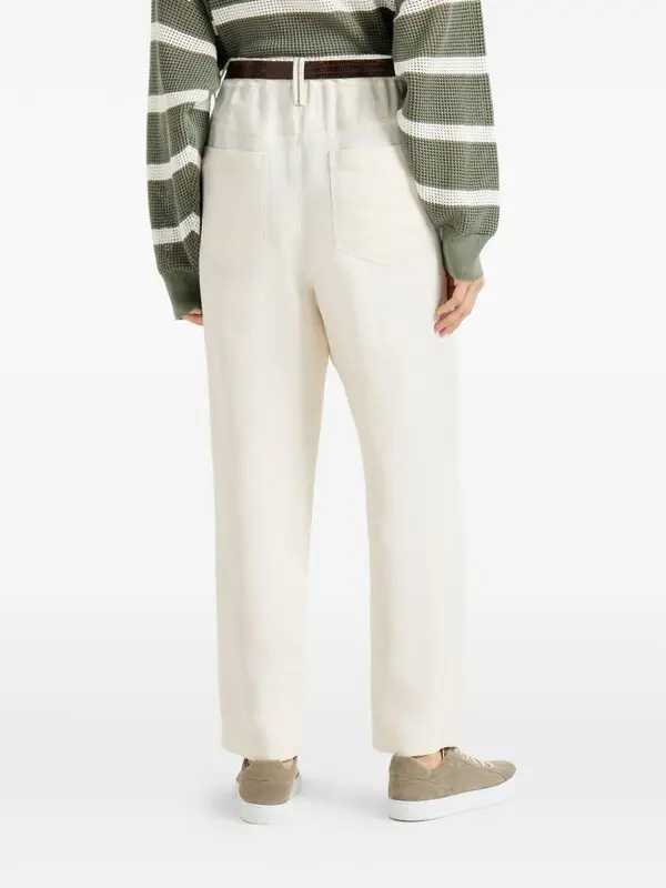 Brunello Cucinelli Elasticated Waist Straight Leg Trousers - Ivory