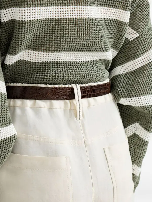 Brunello Cucinelli Elasticated Waist Straight Leg Trousers - Ivory