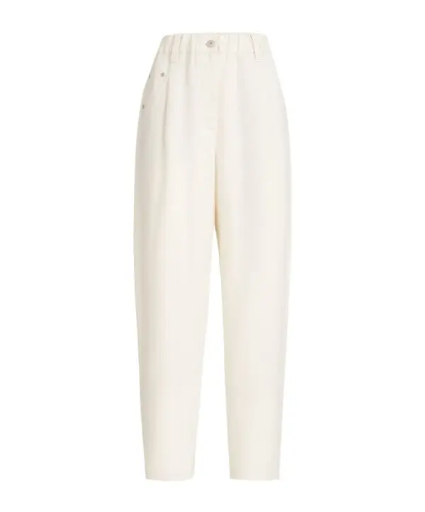 Brunello Cucinelli Elasticated Waist Straight Leg Trousers - Ivory