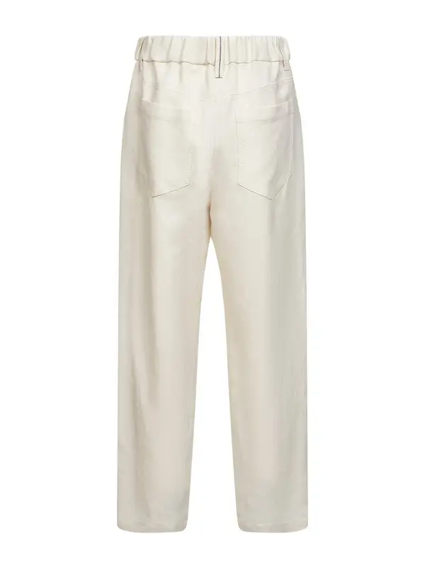 Brunello Cucinelli Elasticated Waist Straight Leg Trousers - Ivory