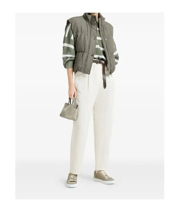 Brunello Cucinelli Elasticated Waist Straight Leg Trousers - Ivory