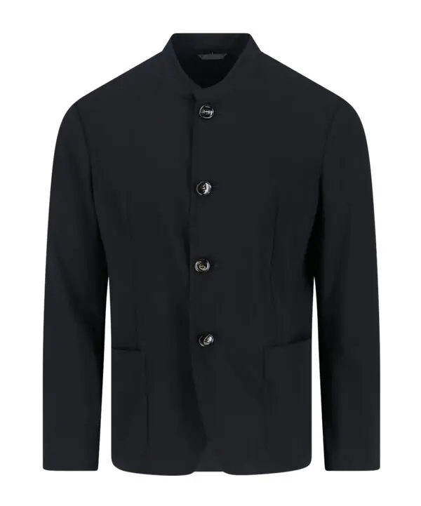 Giorgio Armani Band Collar Long Sleeve Jacket - Black