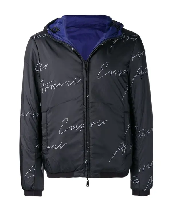 Emporio Armani Logo Print Hooded Casual Jacket