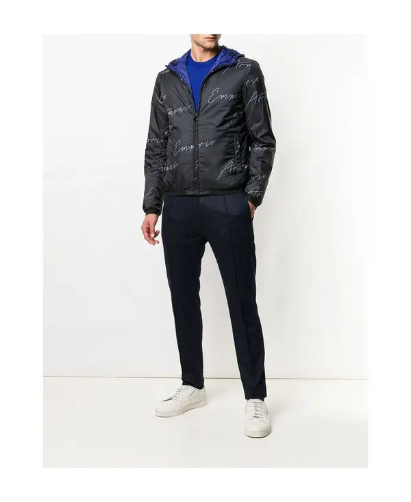 Emporio Armani Logo Print Hooded Casual Jacket