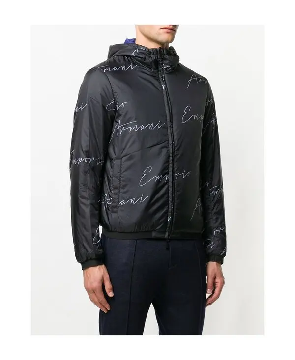 Emporio Armani Logo Print Hooded Casual Jacket