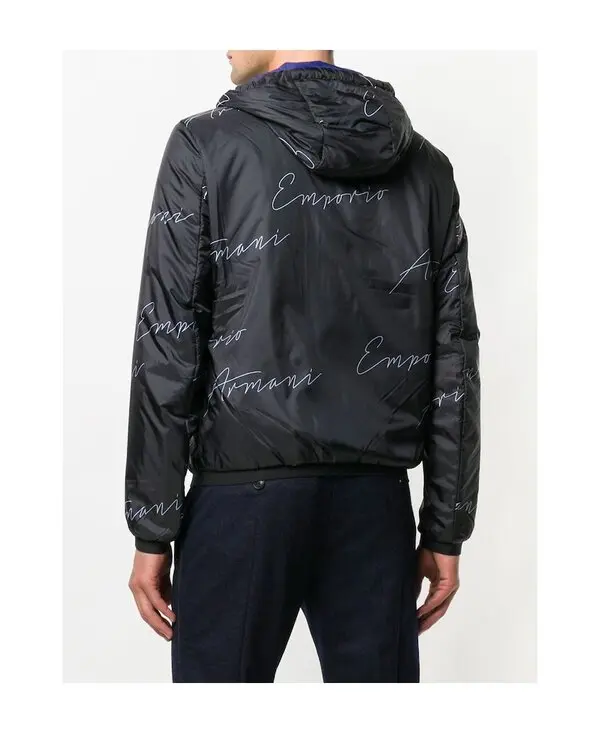 Emporio Armani Logo Print Hooded Casual Jacket