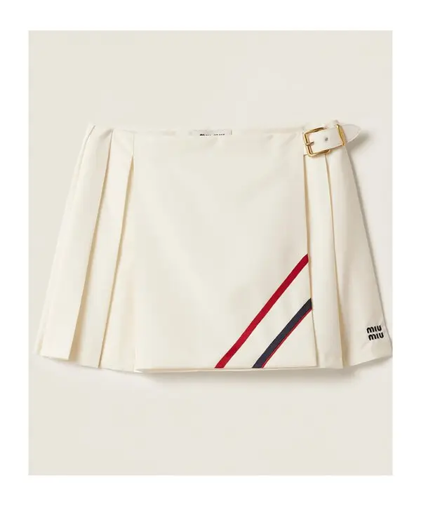 Miu Miu Pleated Mohair Fabric Mini Skirt - Natural Color