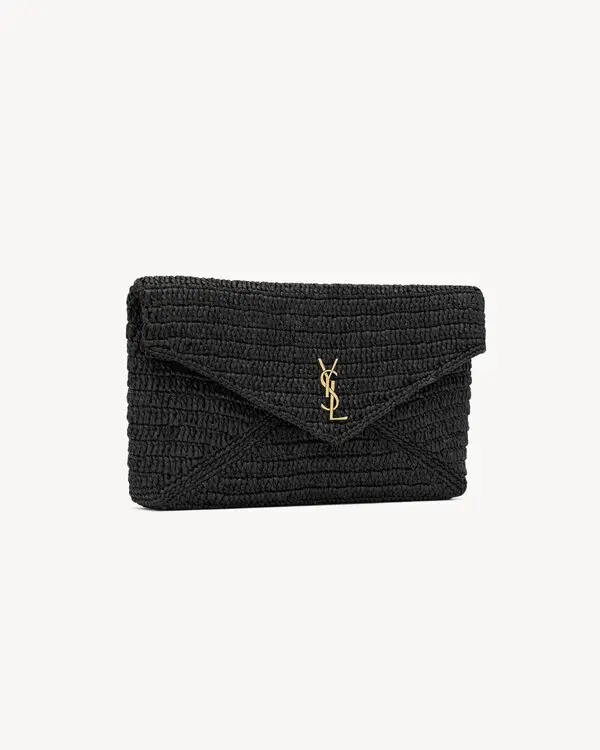 Saint Laurent Cassandre Large Envelope Pouch - Black