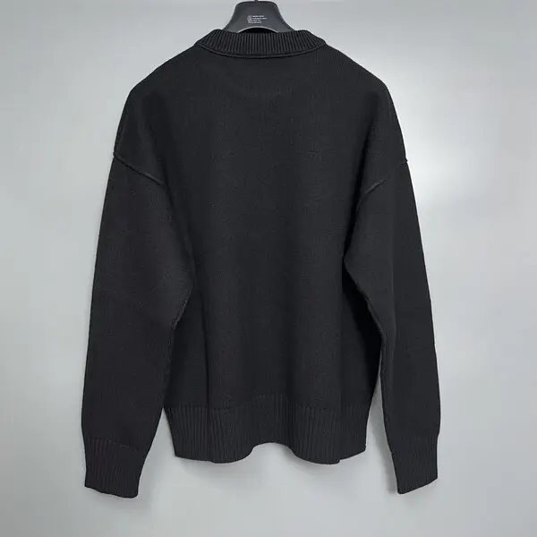 AMI Paris De Coeur Crewneck Knitted Jumper - Black