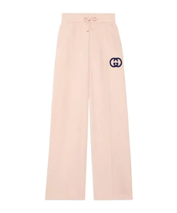 Gucci Gg Embroidered Jersey Jogging Pants - Pink