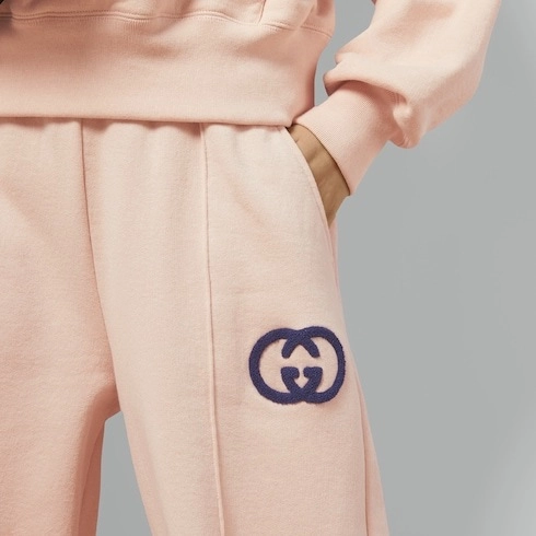 Gucci Gg Embroidered Jersey Jogging Pants - Pink