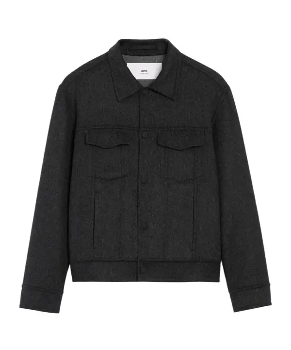 AMI Paris Snap Button Trucker Jacket - Anthracite/gray