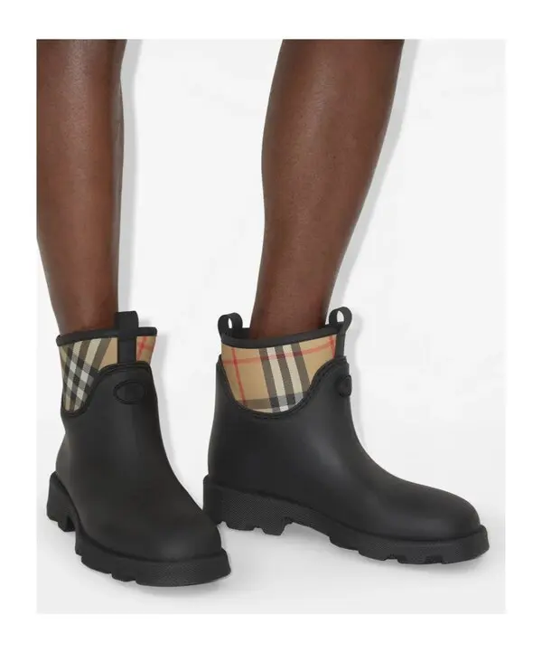 Burberry Check Detail Rubber Rain Boots