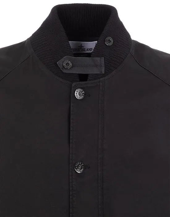 Stone Island Casual Jacket With Ribbed Details And Detachable Emblem - Black