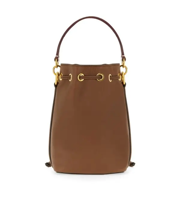 Bally Logo Printed Drawstring Bucket Bag - Brown