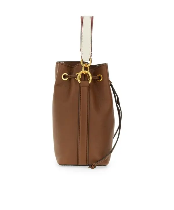 Bally Logo Printed Drawstring Bucket Bag - Brown