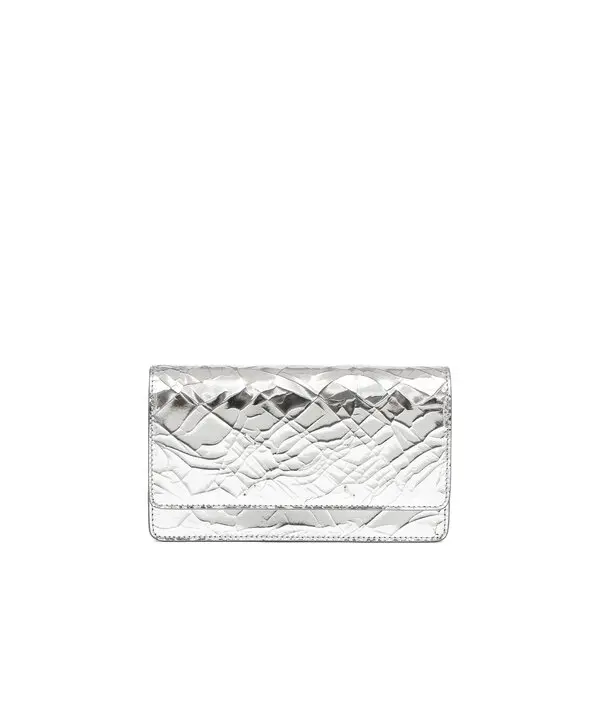 MAISON MARGIELA Textured Foldover Chain Wallet - Silver