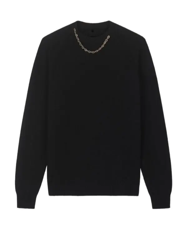 Givenchy Cashmere Sweater With Chain Collar - Black