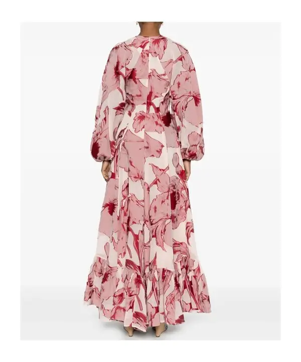 La DoubleJ Floral Maxi Dress With Lantern Sleeves