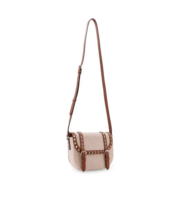 Valentino Garavani Rockstud Foldover Top Shoulder Bag - Nude
