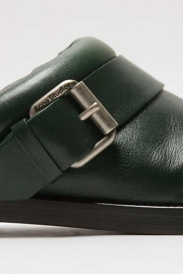 Acne Studios Leather Mules With Branded Buckle
