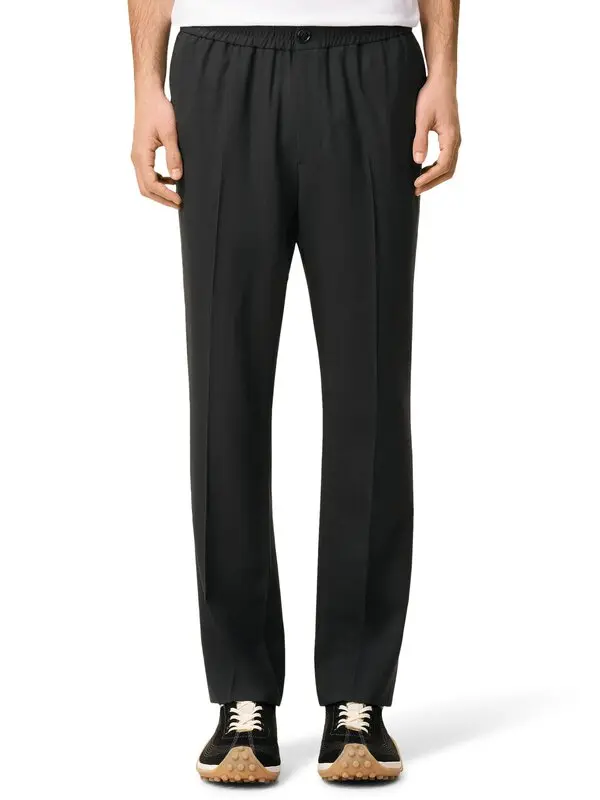 AMI Paris Mid-rise Straight Leg Trousers - Black