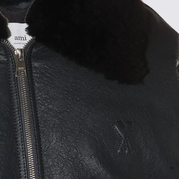 AMI Paris Logo Patch Zip-up Jacket