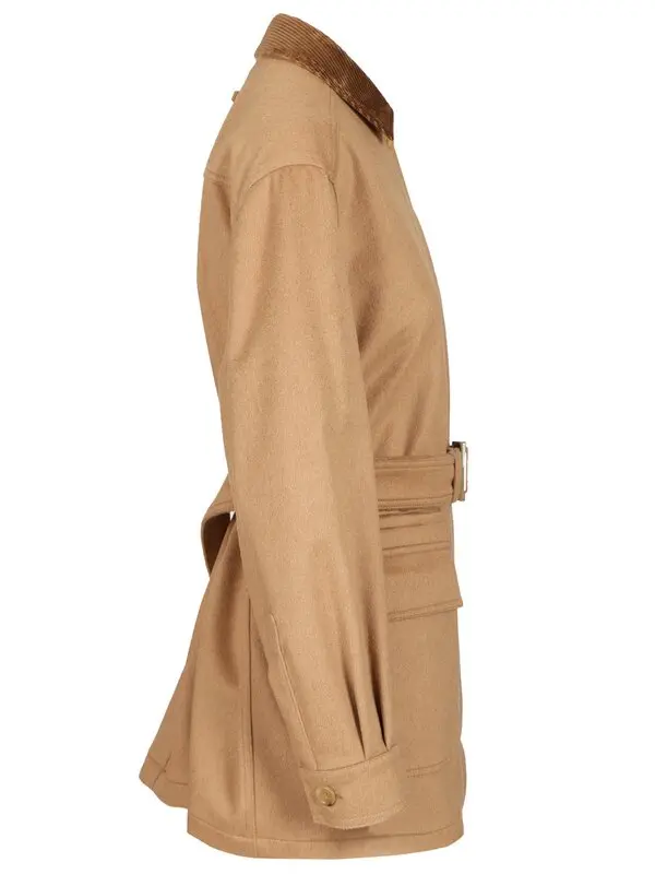 Max Mara Collared Belted Jacket - Camel