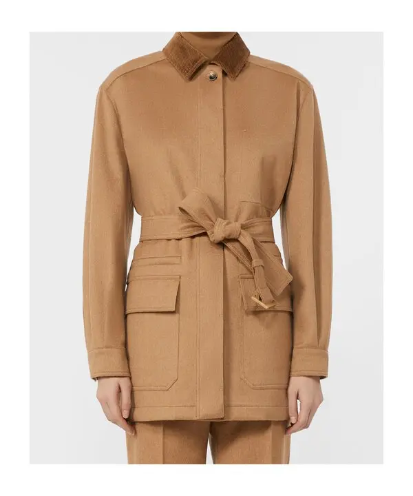 Max Mara Collared Belted Jacket - Camel