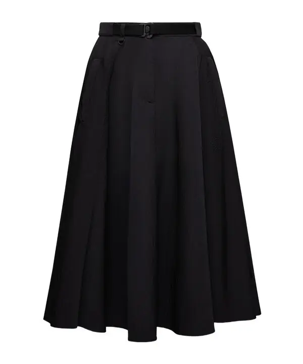 Moncler Midi Skirt With Removable Elastic Waistband And Zipper Pockets