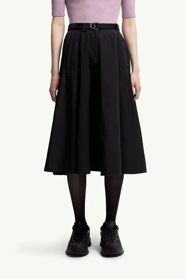 Moncler Midi Skirt With Removable Elastic Waistband And Zipper Pockets