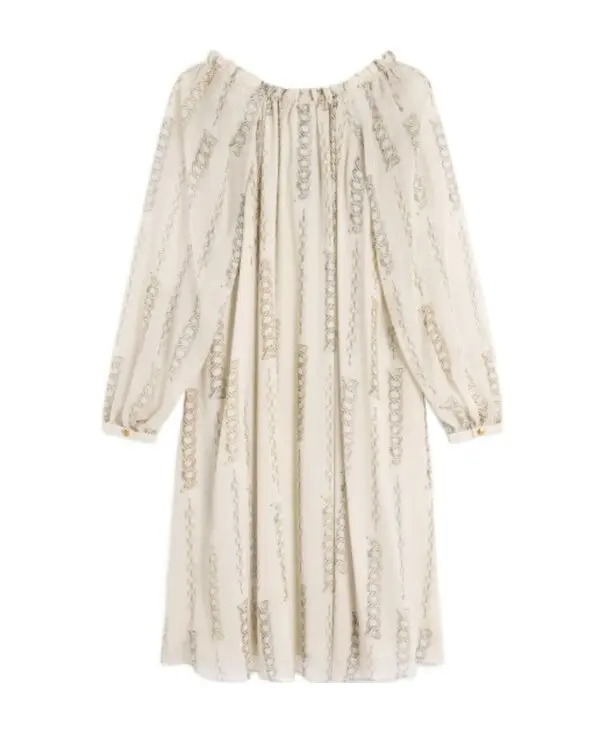Celine Short Folk Dress In Silk Georgette