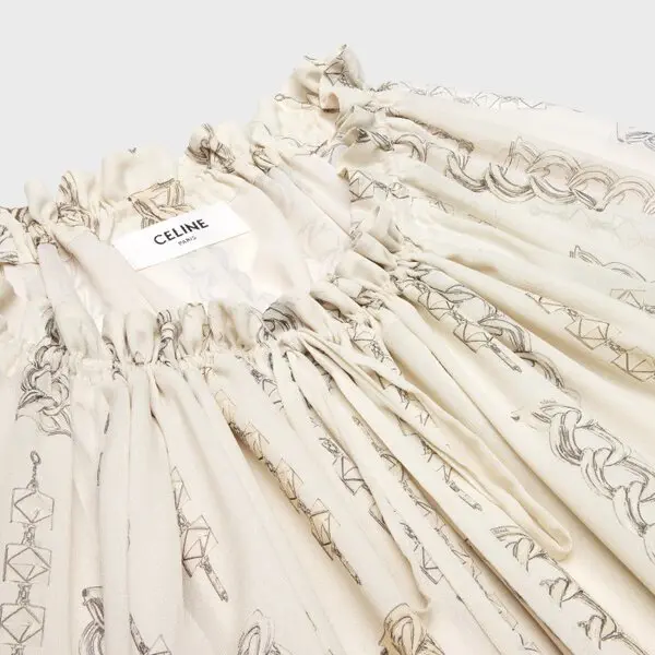 Celine Short Folk Dress In Silk Georgette